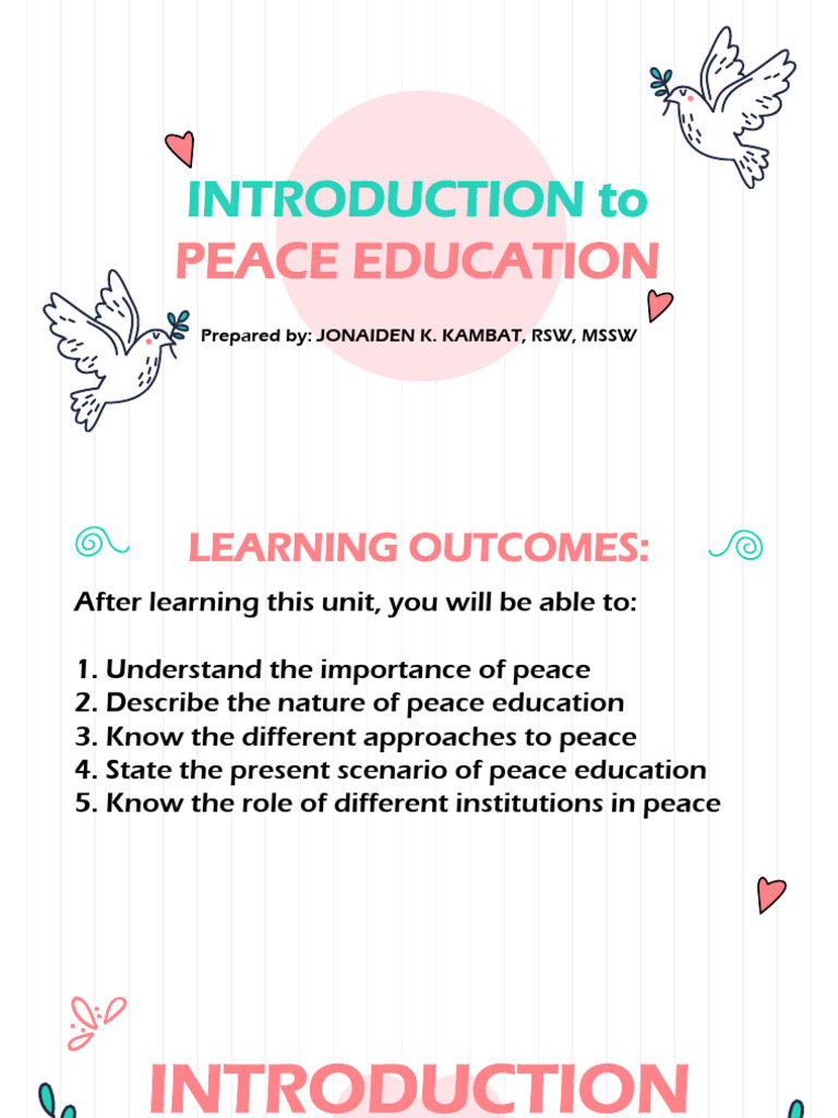 Introduction To Peace Education | PDF | Peace | Nonviolence