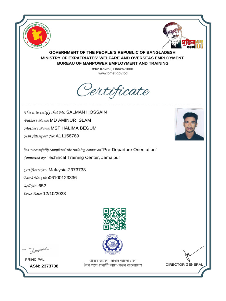 Foreign Worker Orientation Certificate | PDF