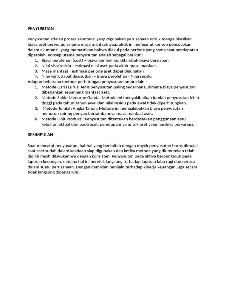 Resume Penyusutan Dan HPP | PDF