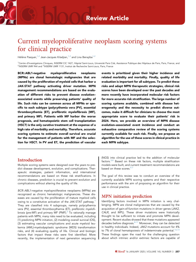 MPN Scoring Systems Overview for Clinicians | PDF | Clinical Medicine ...