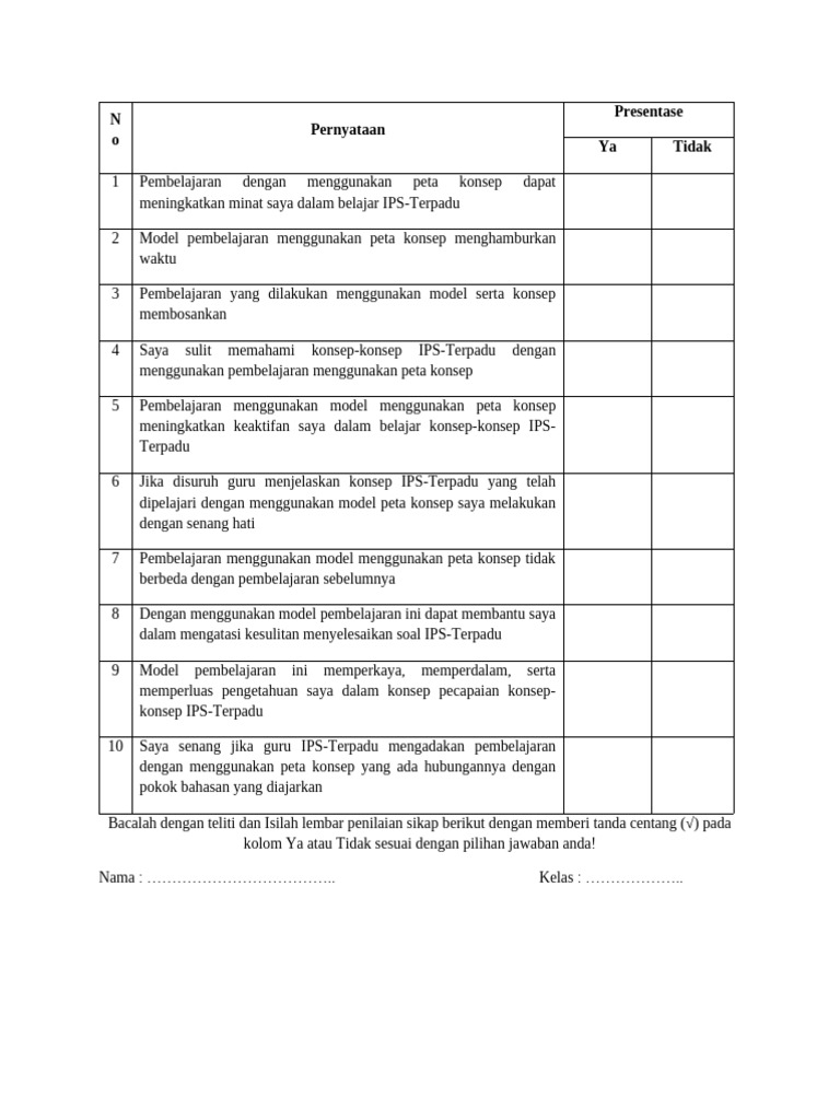 Format Nilai Sikap PTK | PDF