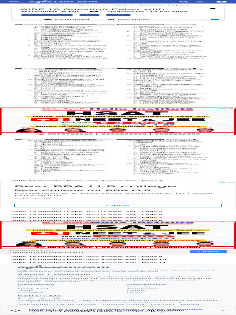 AIBE 16 Question Paper & Answer Key | PDF | Vocational Education ...