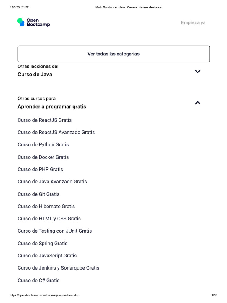 Generar Números Aleatorios en Java | PDF | Java (lenguaje de ...