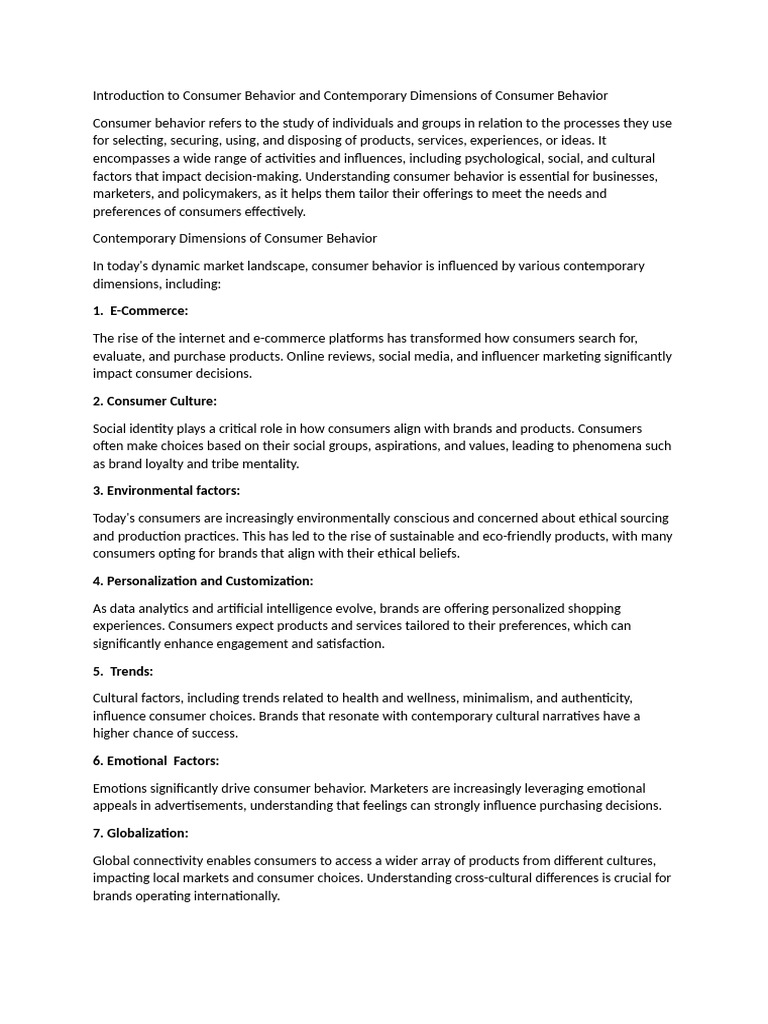 Understanding Contemporary Consumer Behavior | PDF | Consumer Behaviour ...