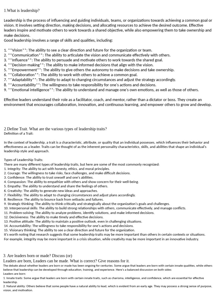 UNIT 1 Leadership Skills | PDF | Motivational | Motivation