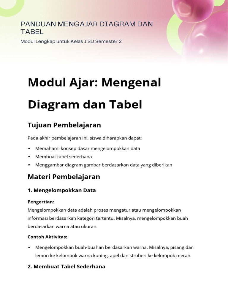 Modul Ajar Mengenal Diagram Dan Tabel | PDF