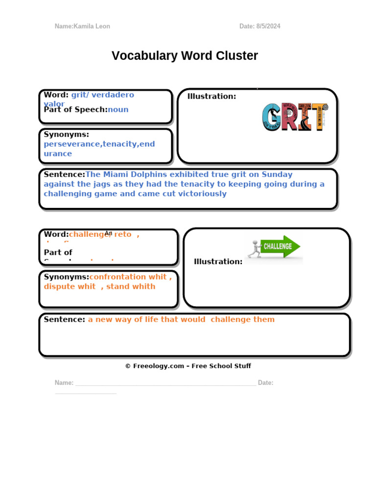 Vocabulary Map Word 1 Correct One | PDF