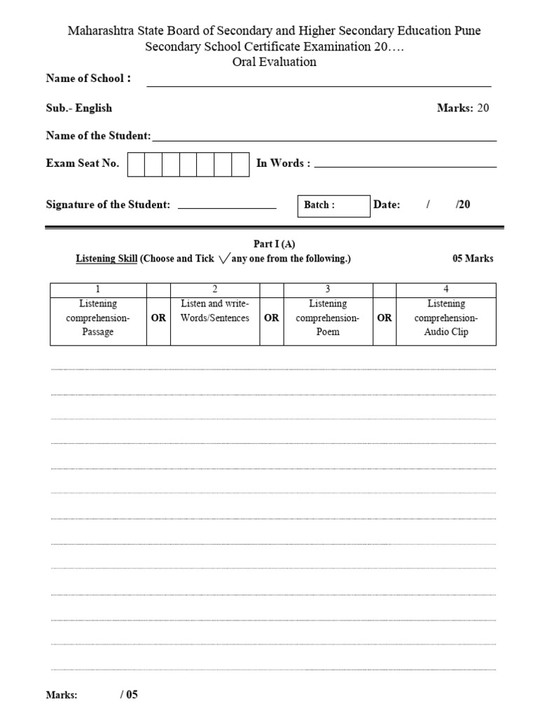10 Board Oral Answersheet - Copy | PDF