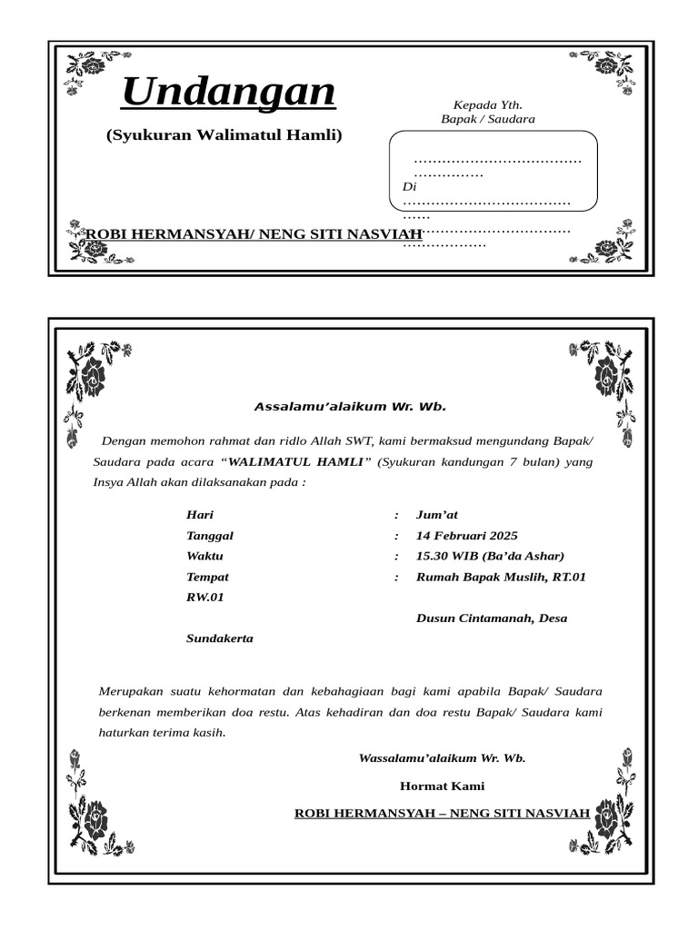 Contoh Undangan 7bln | PDF