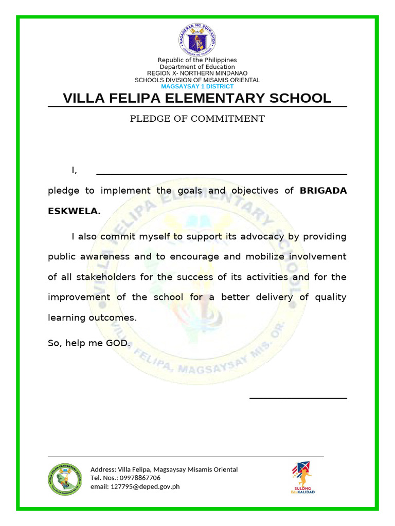 PLEDGE OF COMMITMENT | PDF