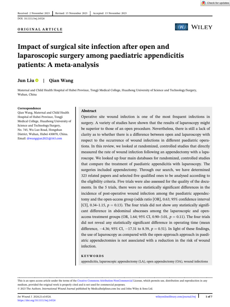 International Wound Journal - 2023 - Liu - Impact of Surgical Site ...