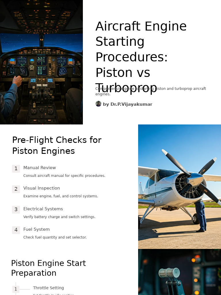 Aircraft Engine Starting Procedures Piston Vs Turboprop | PDF | Engines ...