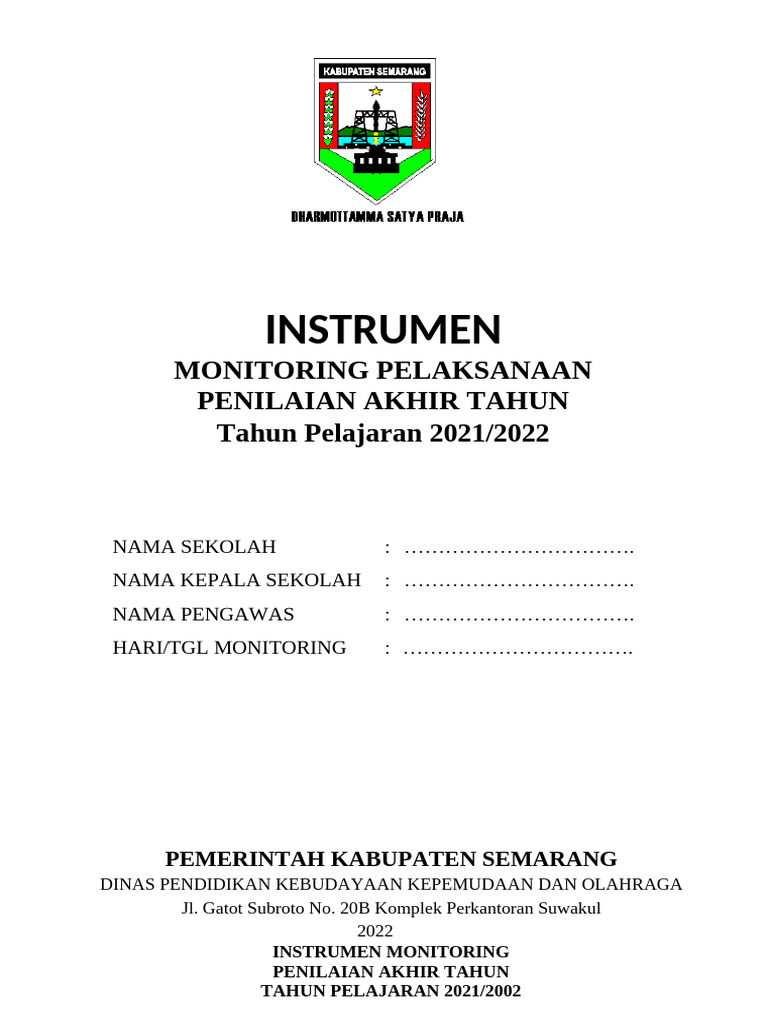 INSTRUMEN MONEV PAT 2021 - 2022 | PDF
