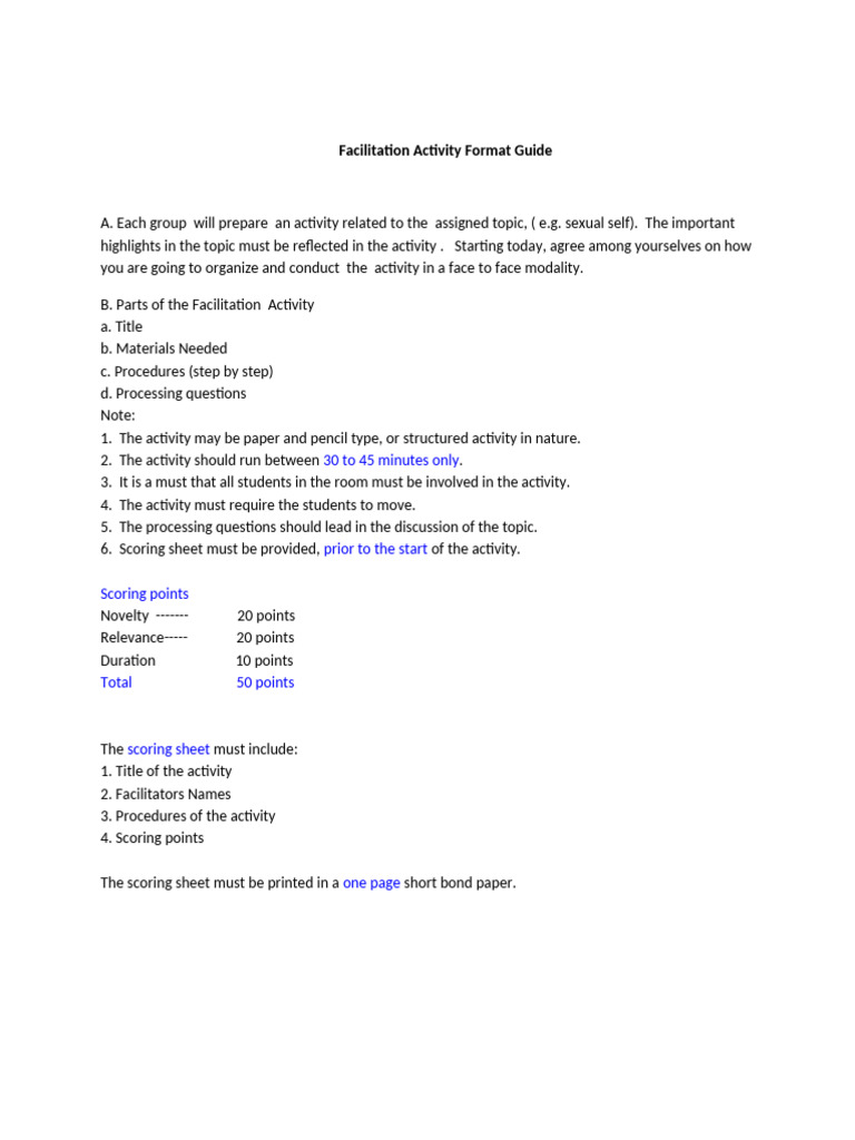 Facilitation Activity Format Guide | PDF