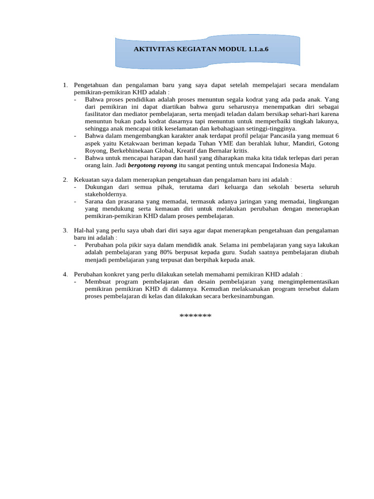 Aktivitas Kegiatan Modul 1.1.a.6 - Kelas A2 - Edit | PDF