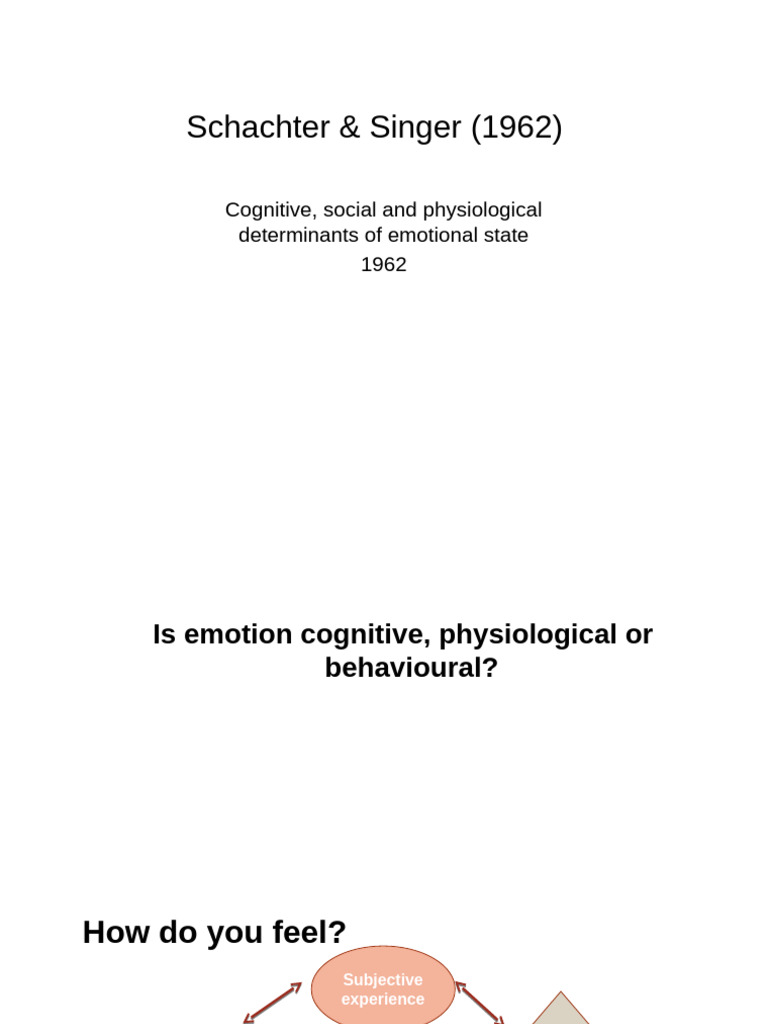 Schachter and Singer | PDF | Emotions | Cognition