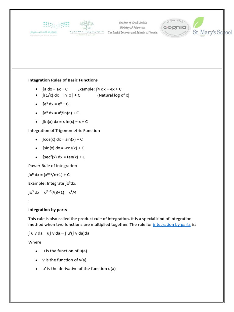 Integration Worksheet | PDF