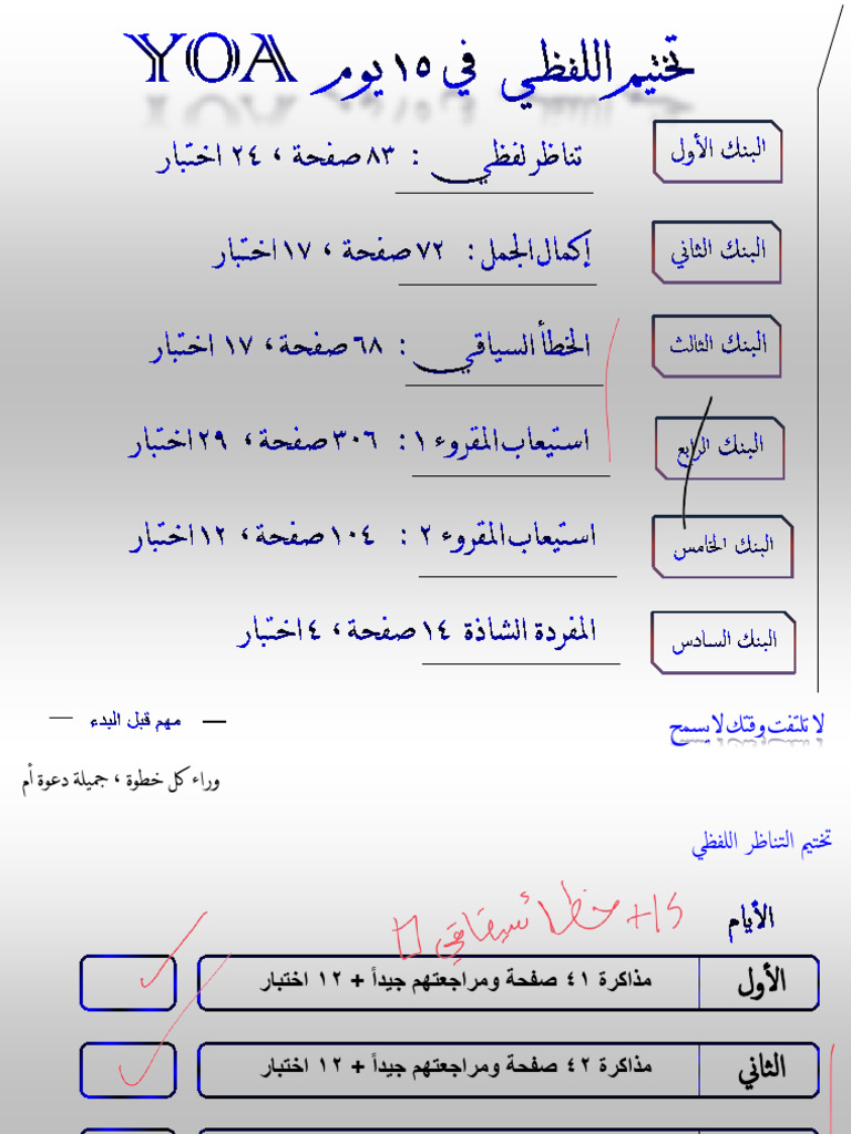 جدول تختيم اللفظي في 15 يوم YOA فاتح⁩ | PDF