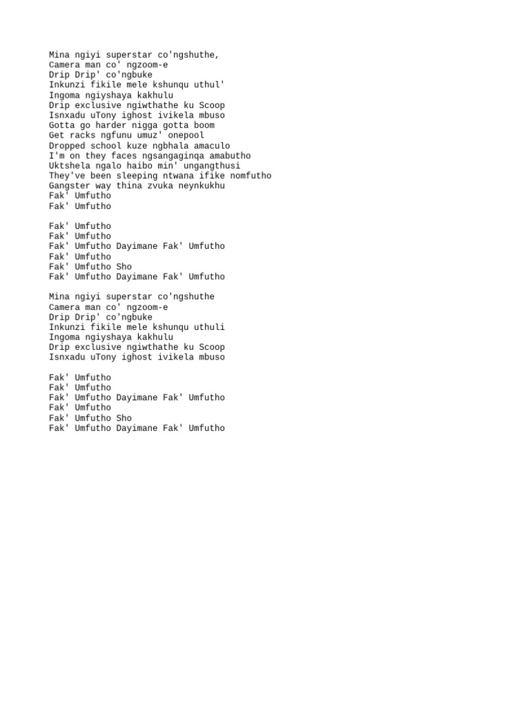 Fak' Umfutho Anthem | PDF