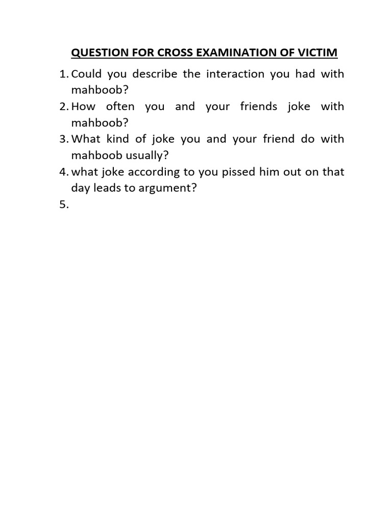 Cross-Examination Questions | PDF