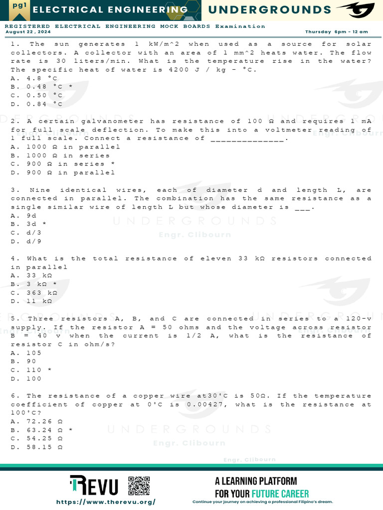 Registered Electrical Engineering Mock Exam | PDF | Electric Power ...