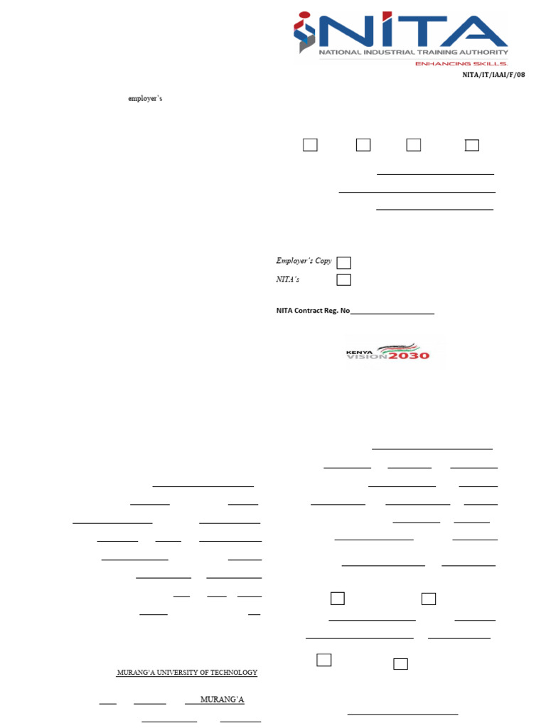 NITA Industrial Attachment Contract Form | PDF | Employment