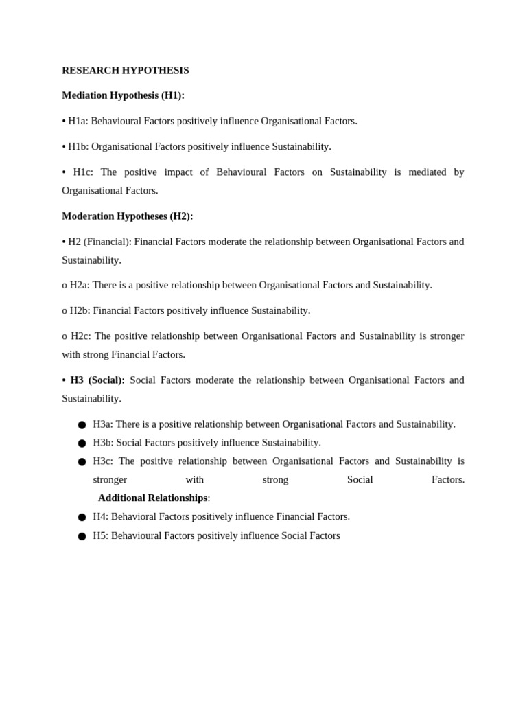 RESEARCH HYPOTHESIS & Conceptual Framework | PDF