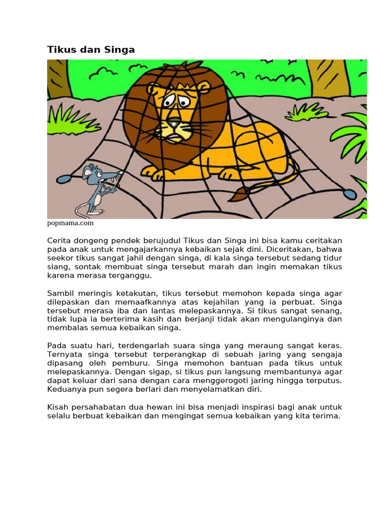 Dongeng Persahabatan Tikus dan Singa | PDF