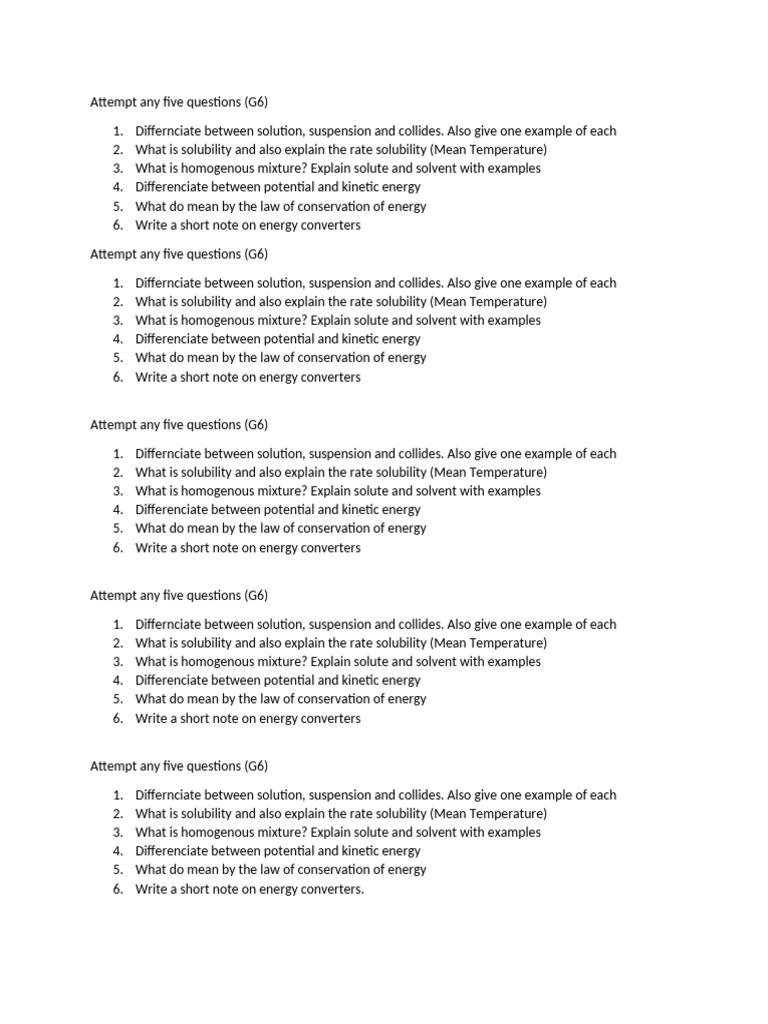 G6 Science Question Set | PDF