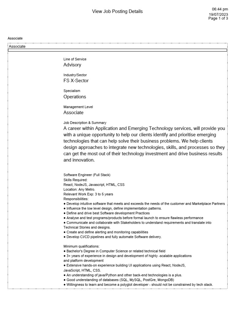 View Job Posting Details | PDF | Computing | Software Engineering