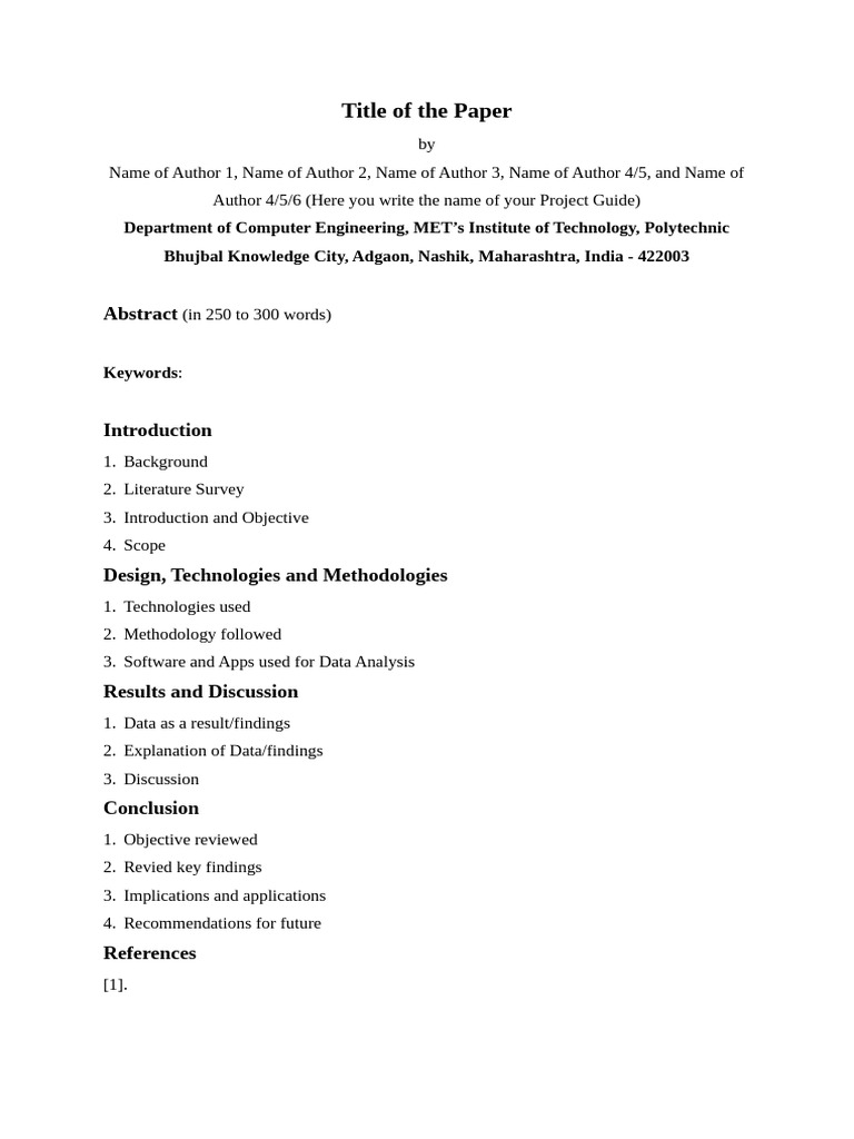 Project Paper Writing Guidelines | PDF