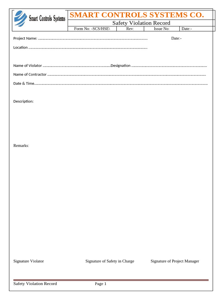 1.safety Violation Record | PDF