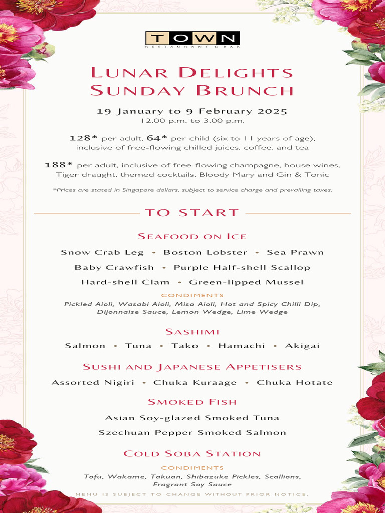 Lunar Delights Sunday Brunch Menu | PDF | Salad | Sauce