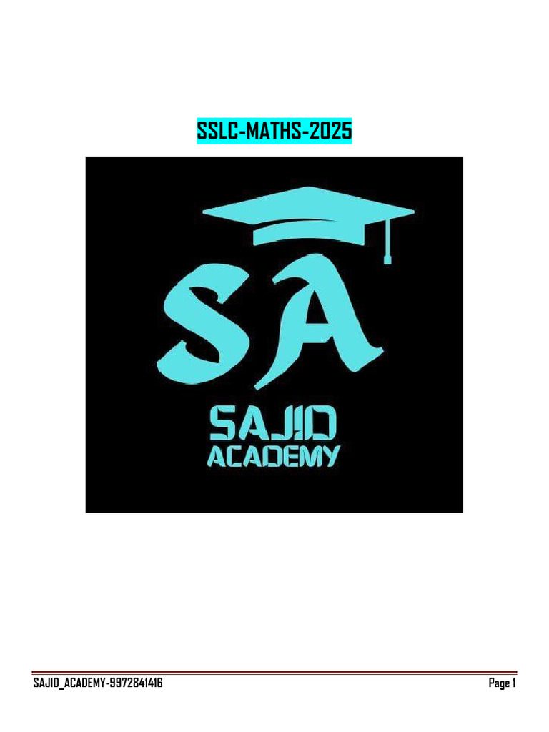 SSLC Maths Practice Questions 2025 | PDF | Area | Polynomial