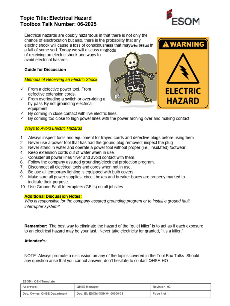 TBT # 06-2025-Electrical Hazard | PDF