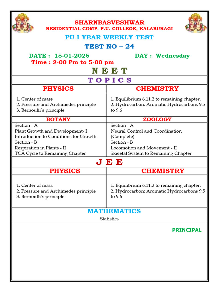 24 - PU - 1 - WKT TEST - Syllabus 13 - 1 - 25-1 | PDF