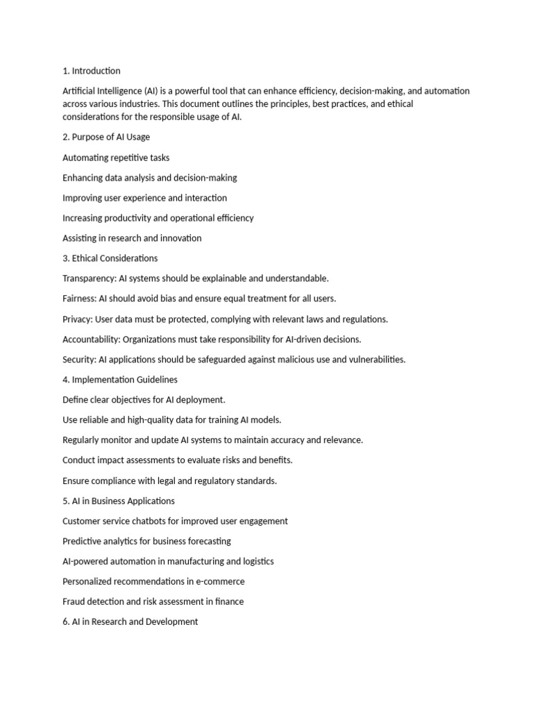 Guidelines For The Usage of AI | PDF