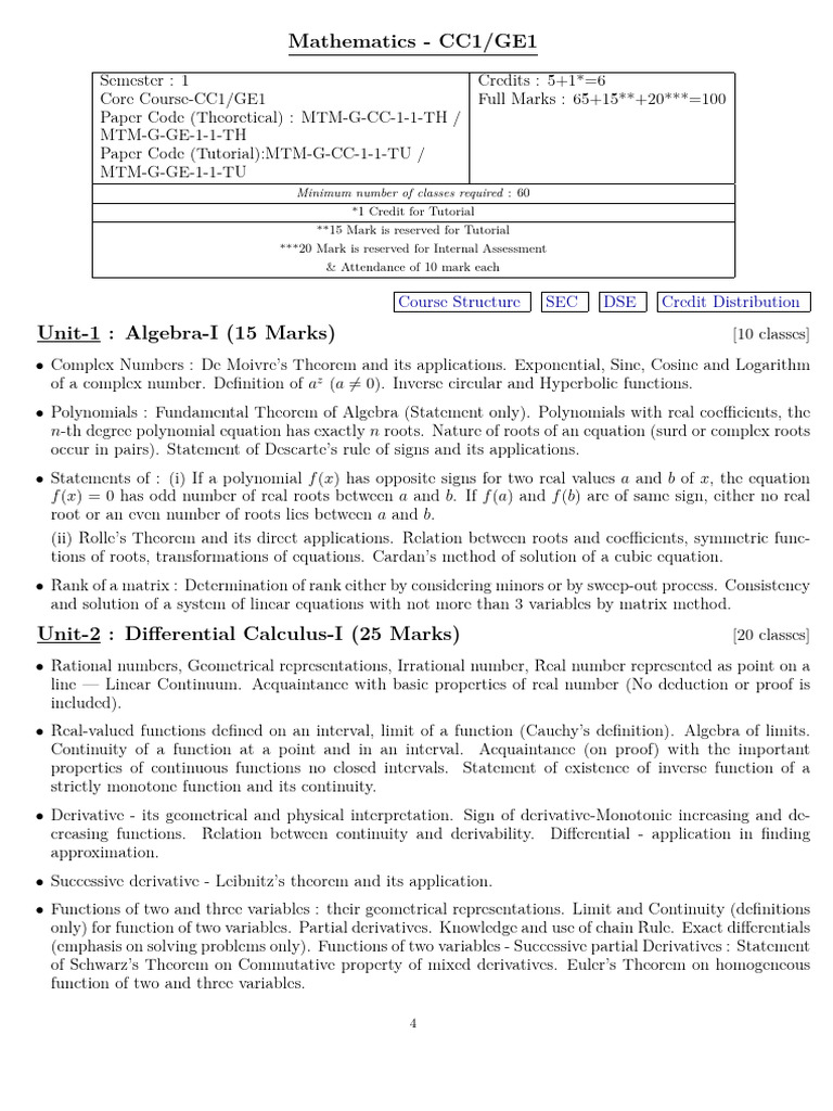 UG-Math 1 | PDF | Ordinary Differential Equation | Equations
