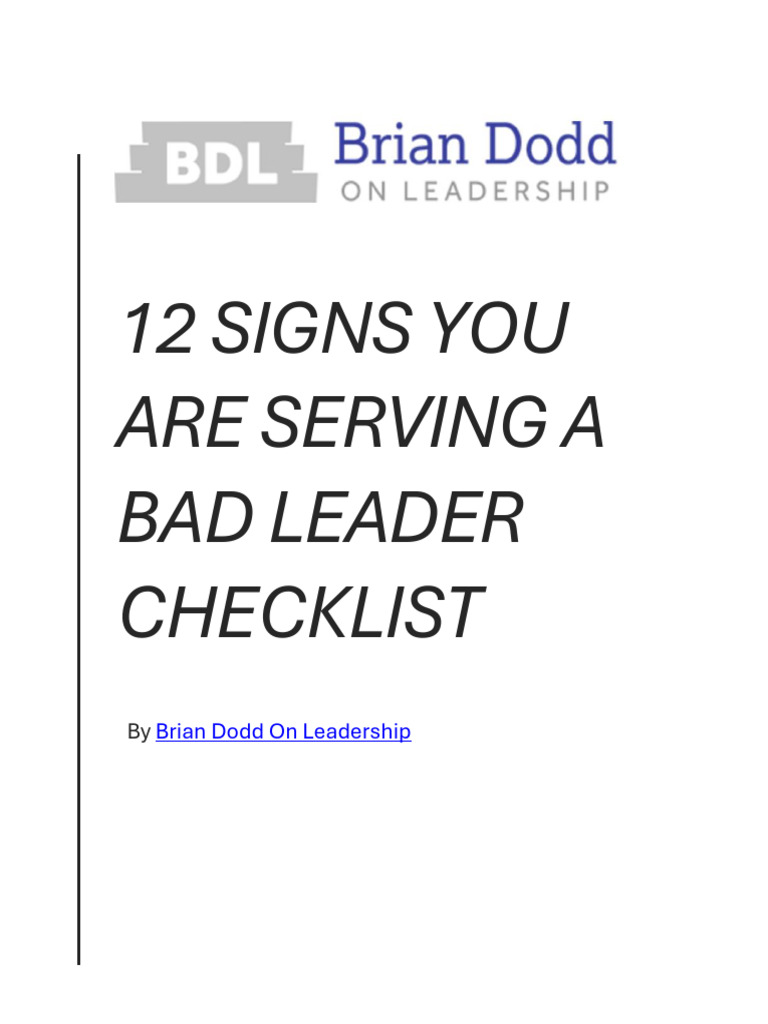 Signs of a Bad Leader Checklist | PDF