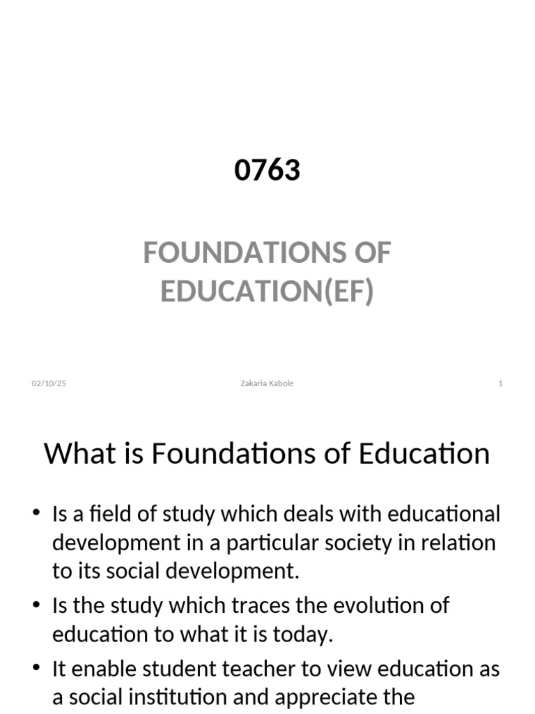 Foundations of Education Overview | PDF | Philosophy Of Education ...