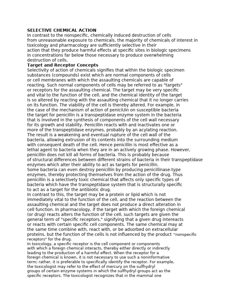 Chemical Selectivity in Toxicology | PDF | Toxicology | Bacteria