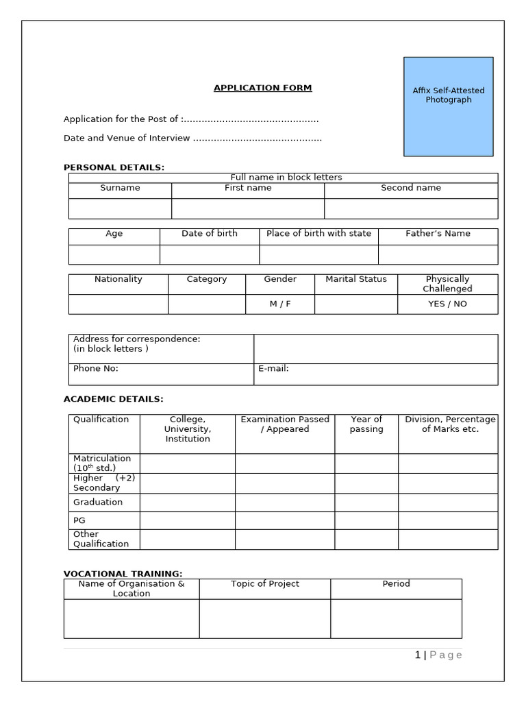 Interview Application Form | PDF | Educational Stages