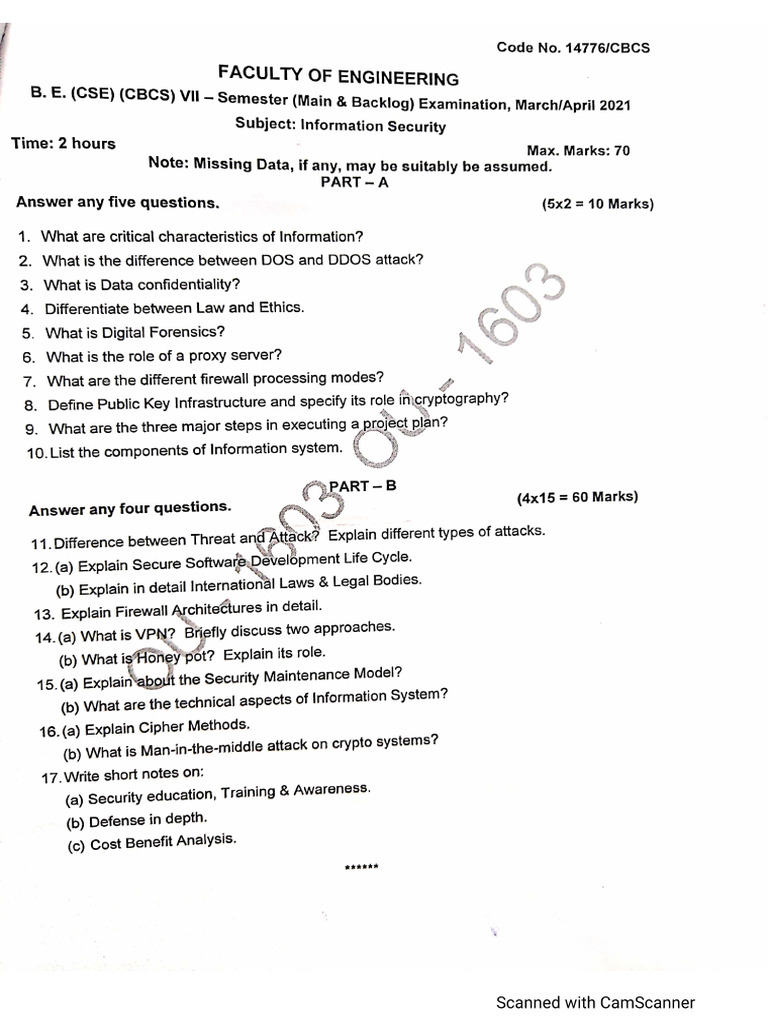 Information Security Exam Papers 2023 | PDF | Information Security ...