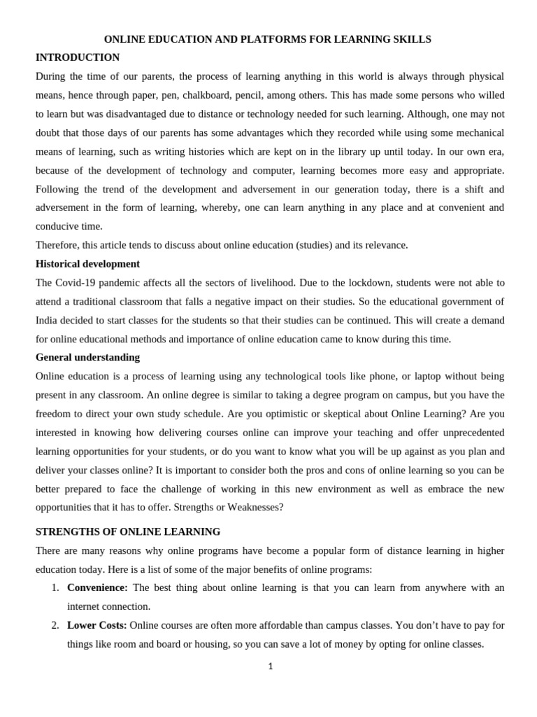 Online Education and Platform To Learn Skills | PDF | Educational ...