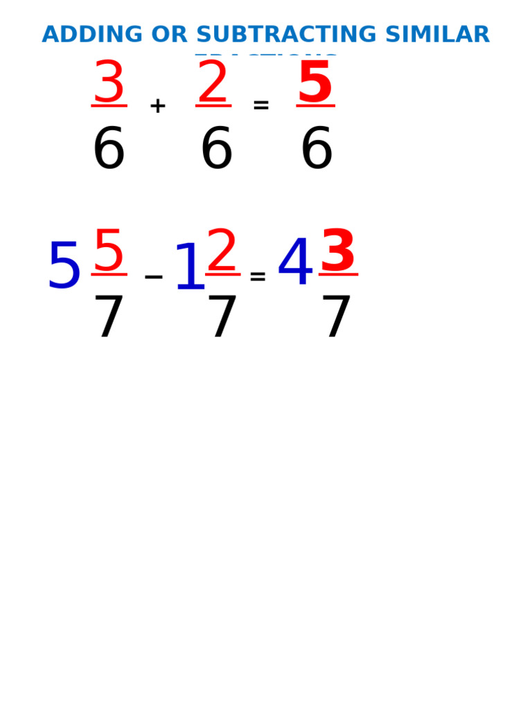 Add Subtract Similar Fractions | PDF