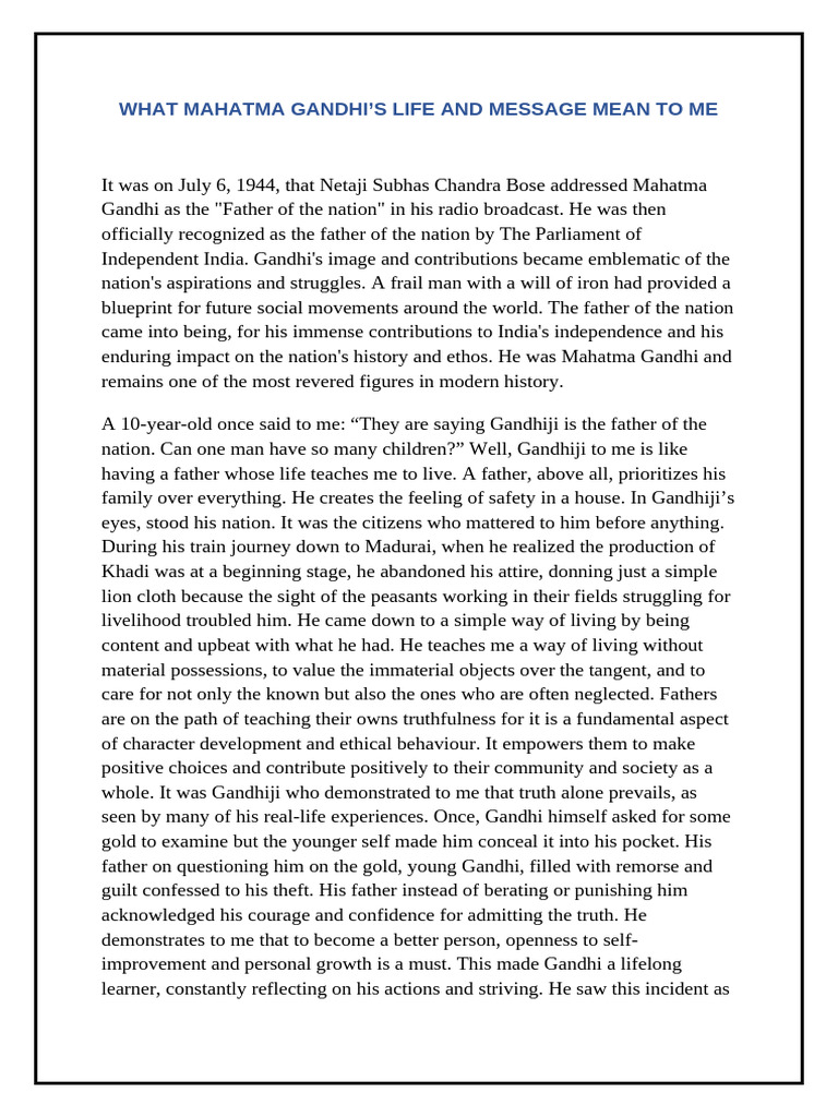 Lessons from Mahatma Gandhi's Life | PDF | Mahatma Gandhi