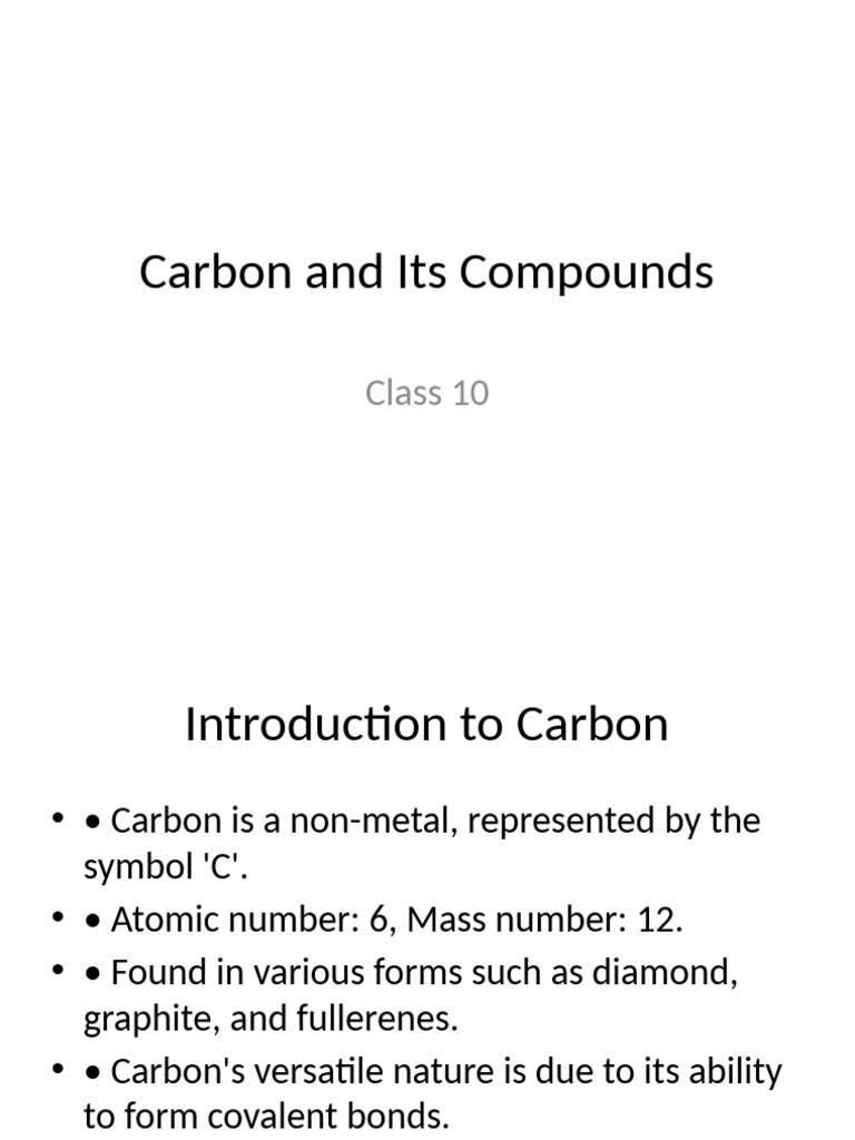 Carbon and Its Compounds Class 10 | PDF