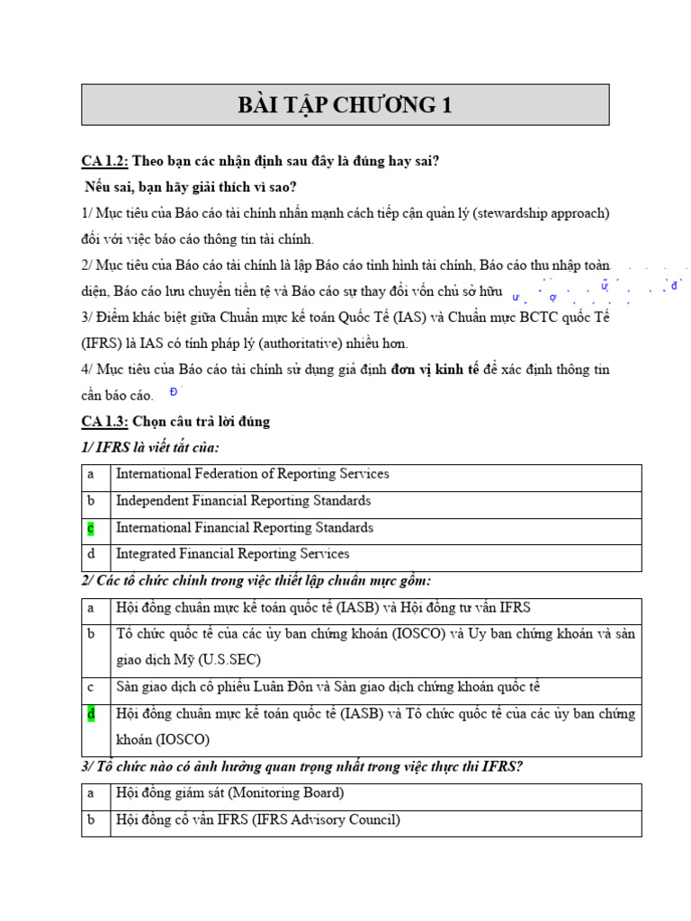 BT CHUONG 1 Done - KIESO | PDF