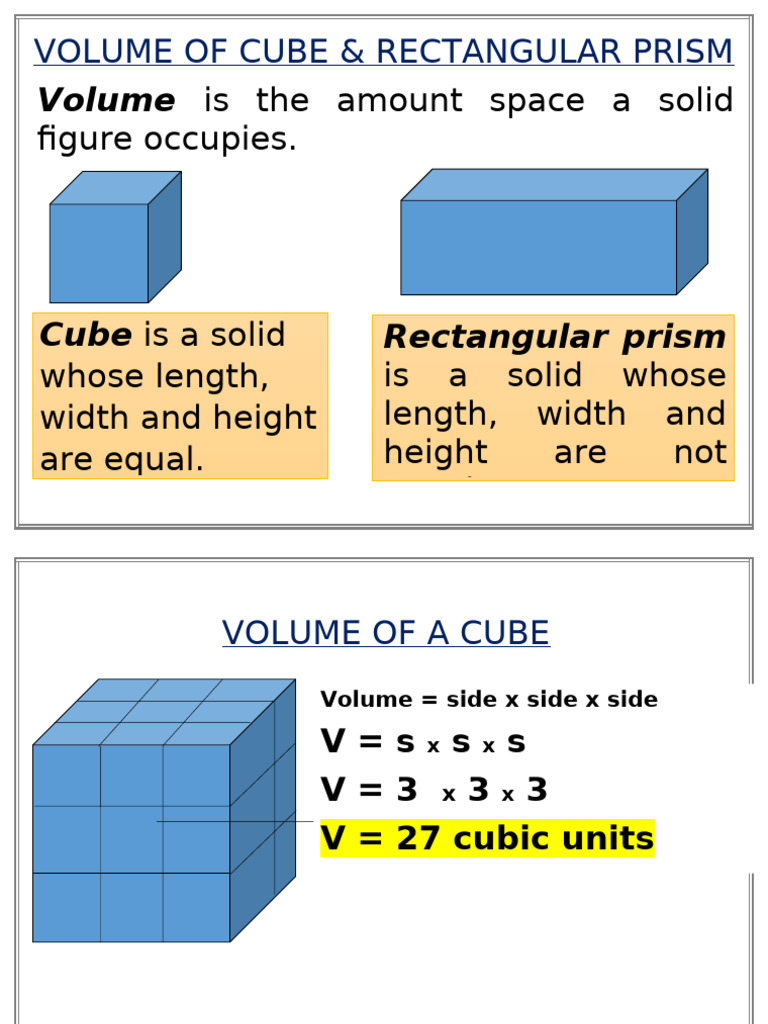 Cube and Rectangular Prism Volume Guide | PDF