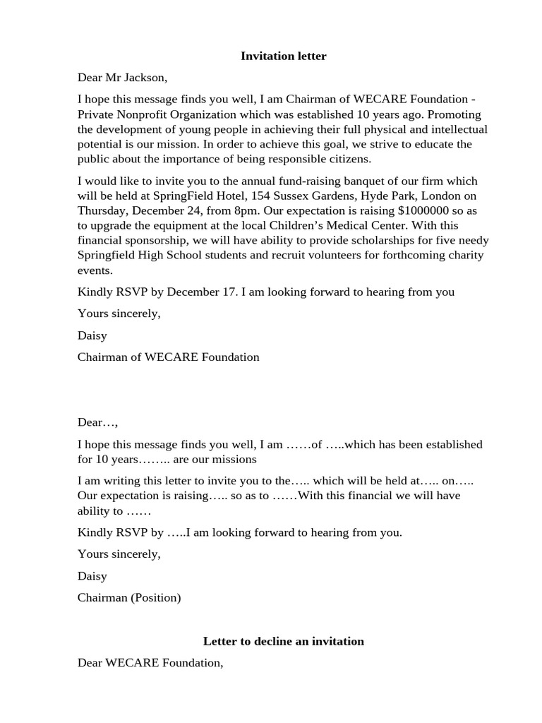 WECARE Foundation Fundraising Invitation | PDF